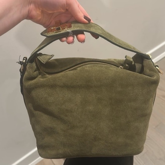 Claudia Firenze | Bags | Claudia Firenze Suede Gold Lock Green Handbag ...